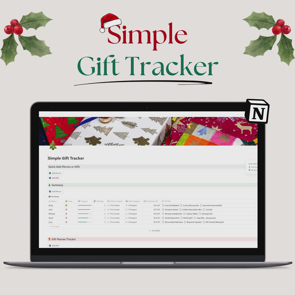 Simple Gift Tracker - Holiday Shopping Organizer | Jeremy Notion